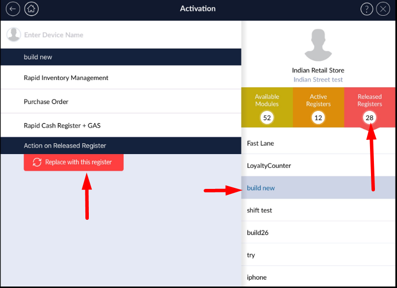 How can I re-activate and replace the register from POS?