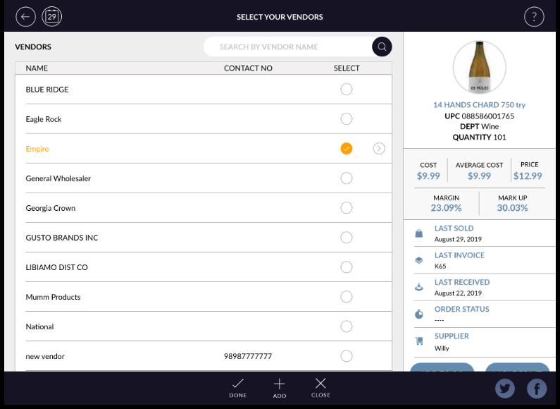 Click on the > option. The sales Representative window will open.