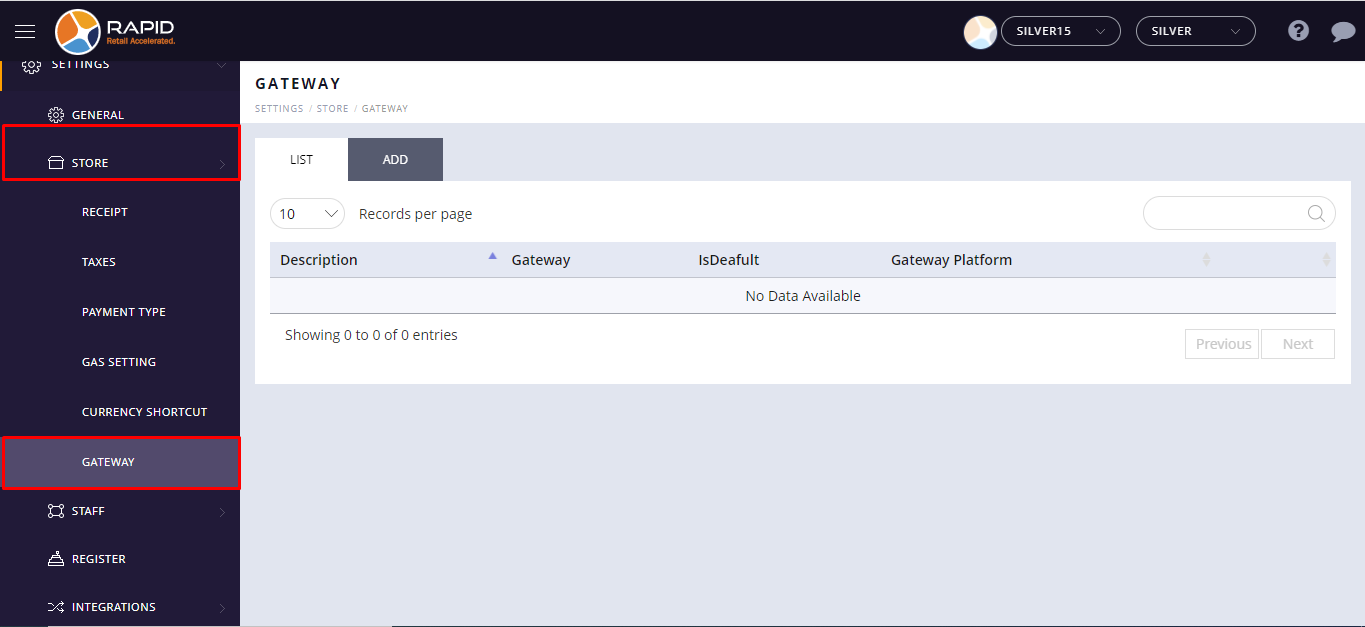 Select the Add option.