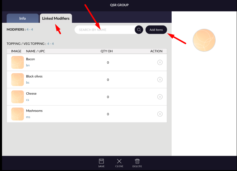 There is search bar available for searching modifier from list. Click ...