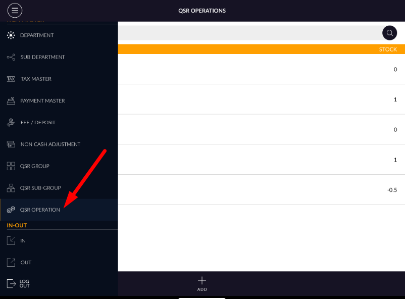 There is one tab named as QSR operation. There is display list of all available operations ...