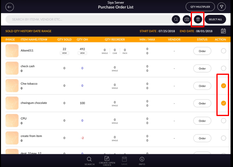 Another way to a deleted item is swipe item. By swapping also item can be deleted.