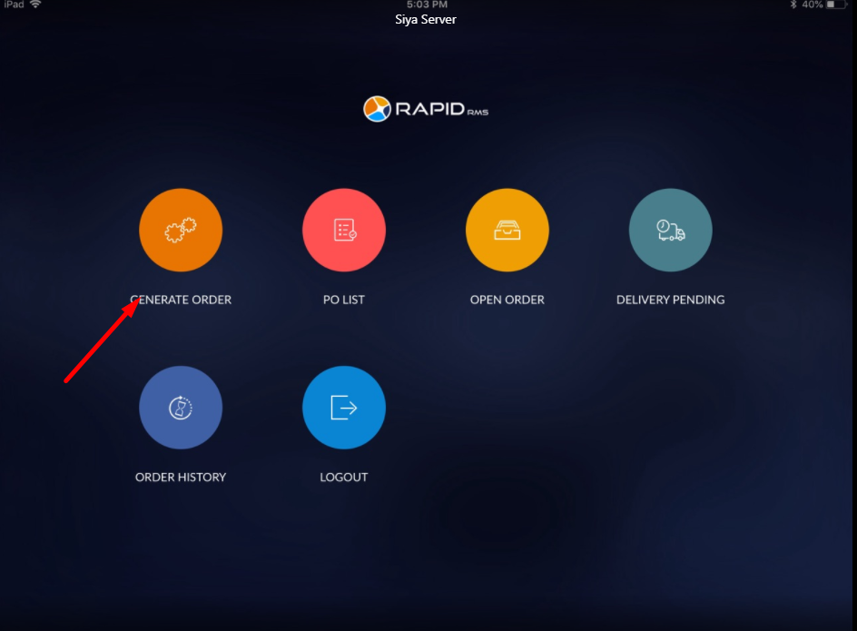 Click on generate order.