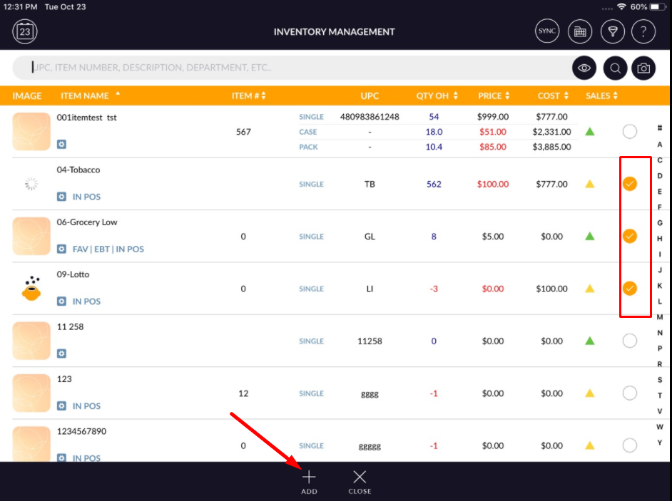 From search option which available at the bottom through that item can ...